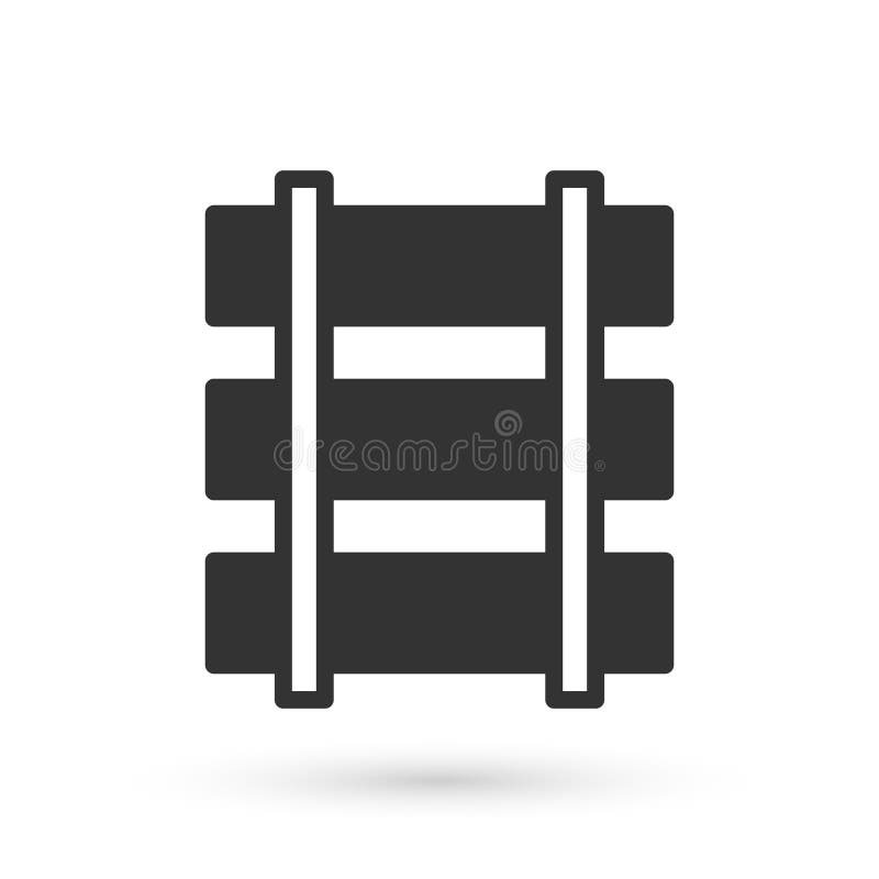 Grey End of Railway Tracks Icon Isolated on Grey Background. Stop Sign ...