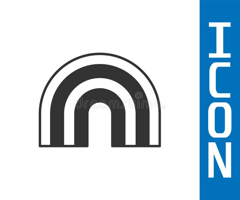 Grey Rainbow with Clouds Icon Isolated on White Background. Vector ...