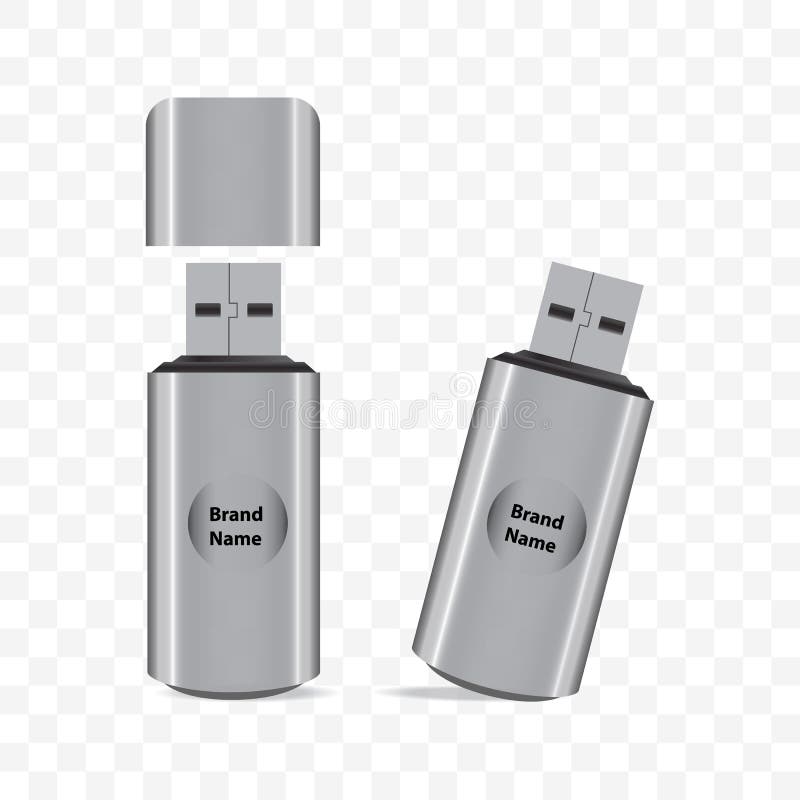 Grey Realistic Pendrive, Vector Stock Vector - Illustration of flash ...