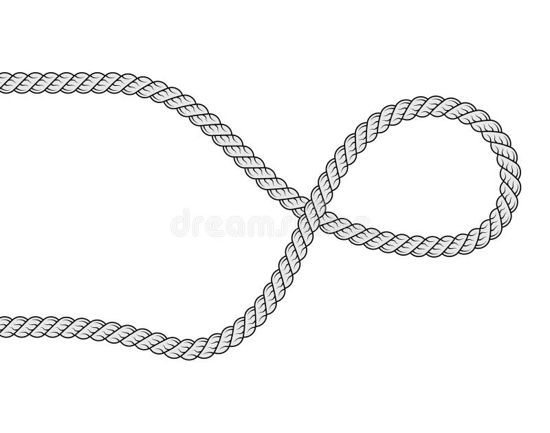 Realistic Rope Elements. Curved Sailor Jute Ropes with Loops and Knots ...