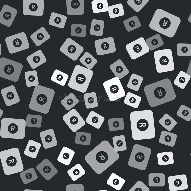 Grey Record Button Icon Isolated Seamless Pattern on Black Background ...