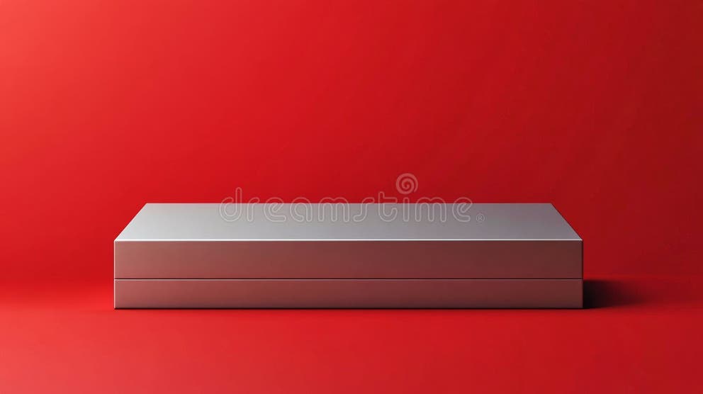 Grey Rectangular Box Mockup with Bold Design Against Deep Red ...