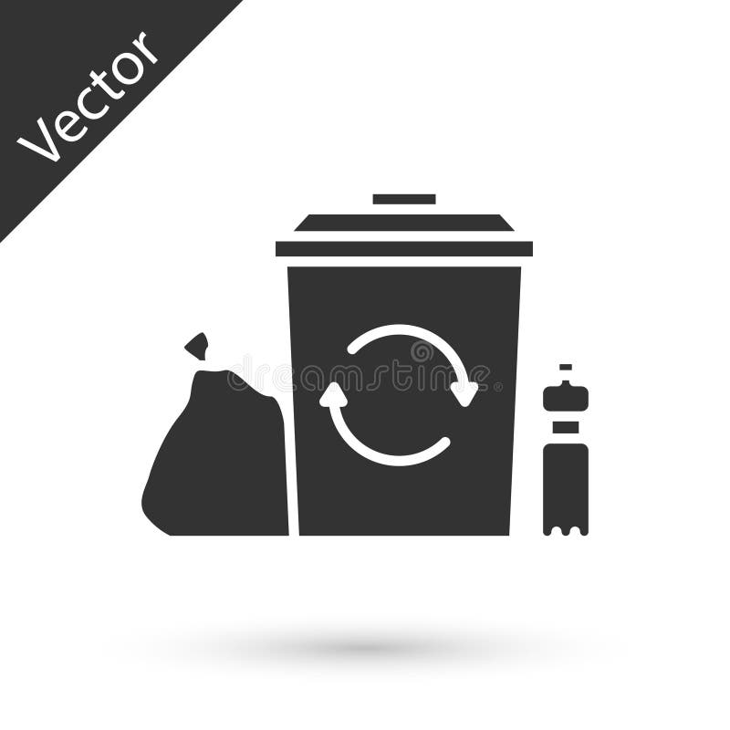 Grey Recycle Bin With Recycle Symbol Icon Isolated On White Background Trash Can Icon Garbage