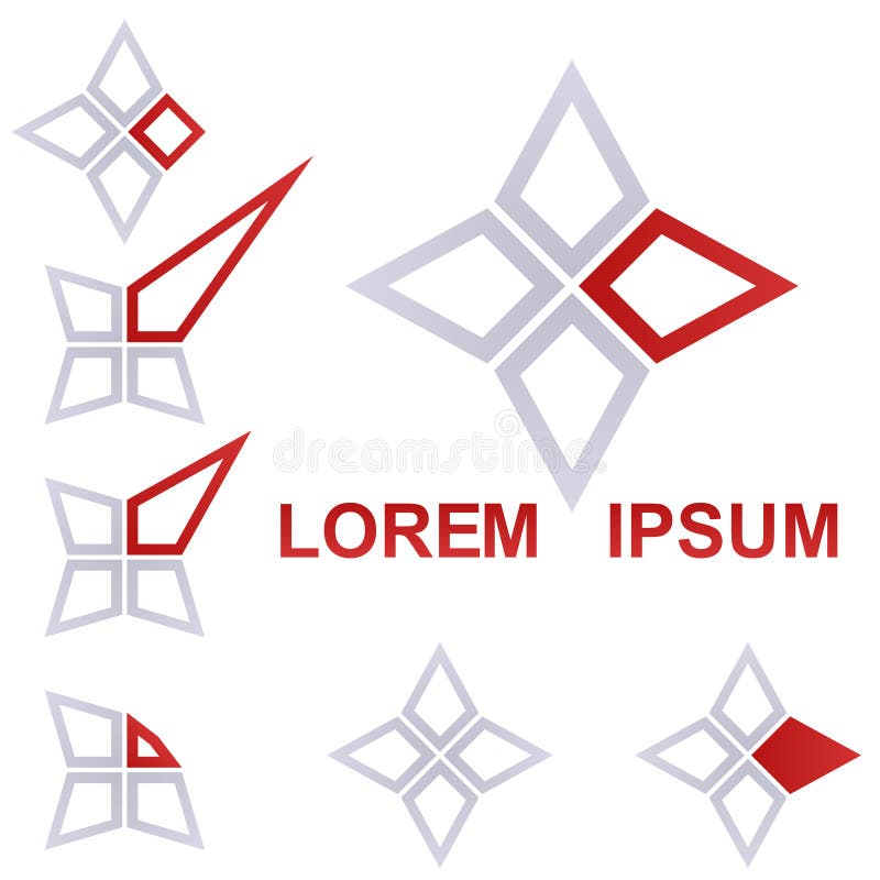 Grey and Red Business Icon Design Set Stock Vector - Illustration of ...