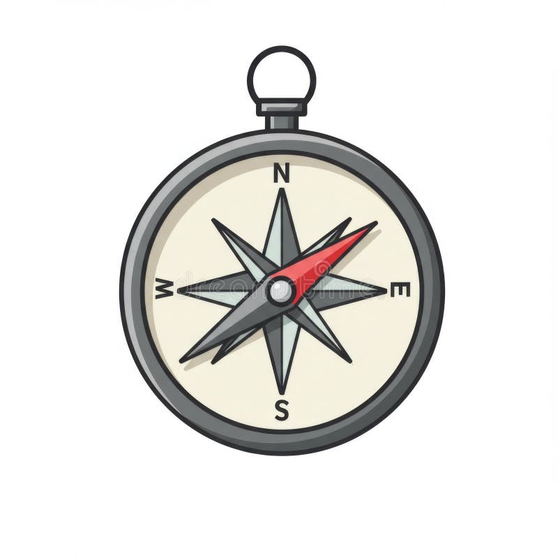 Grey and Red Pixel Art Compass Illustration Stock Illustration ...