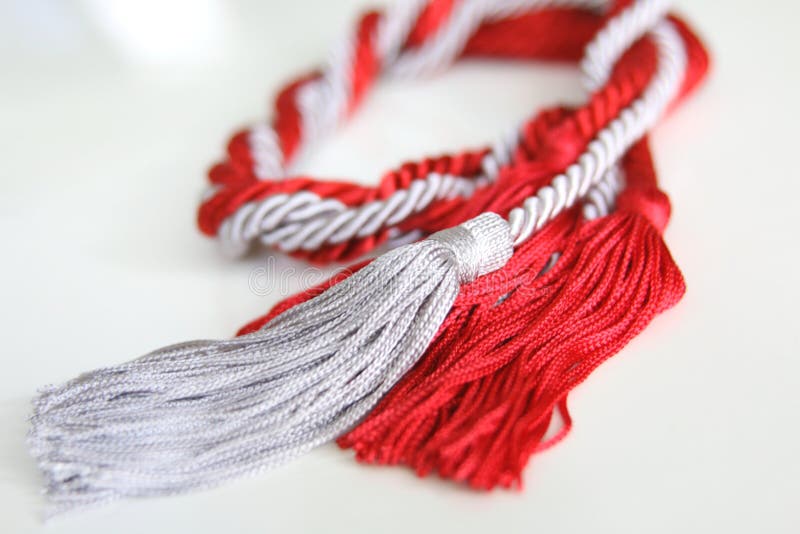 Grey and Red Ropes with Tassel Isolated Stock Image - Image of gray ...