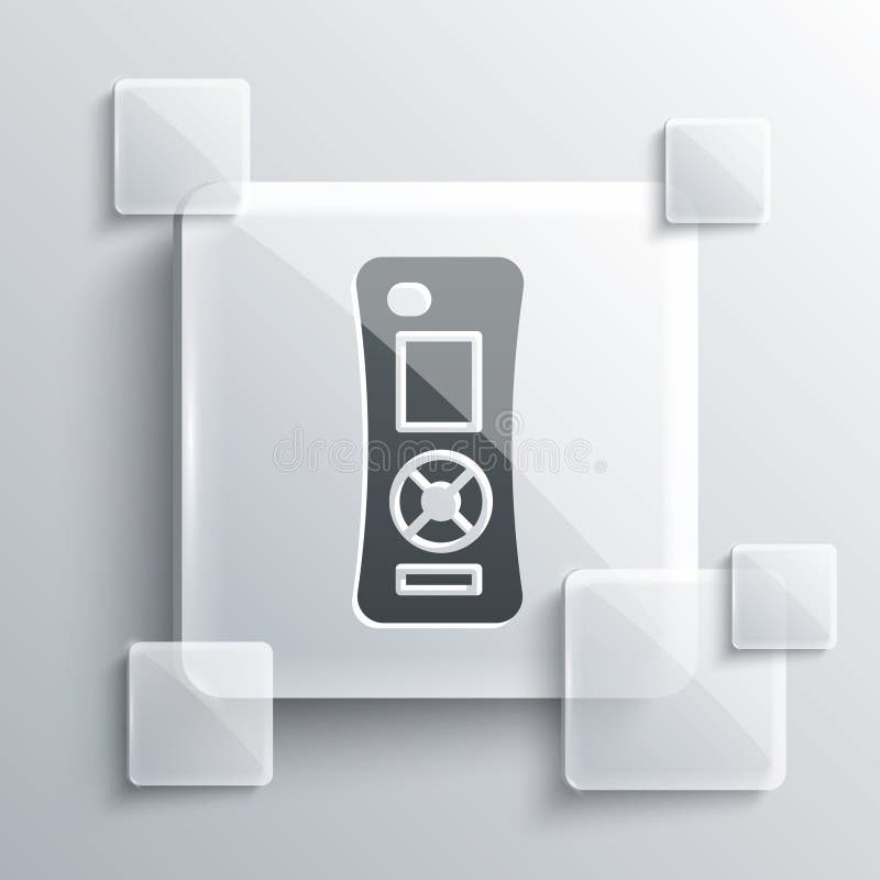 Grey Remote Control Icon Isolated on Grey Background. Square Glass ...