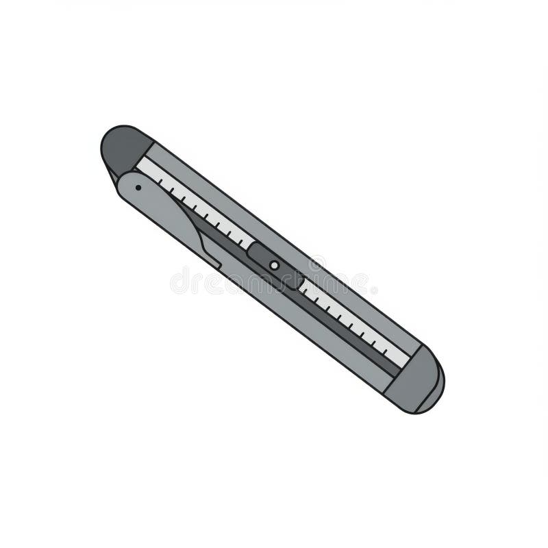 Grey Retractable Utility Cutter on White Background Stock Illustration ...
