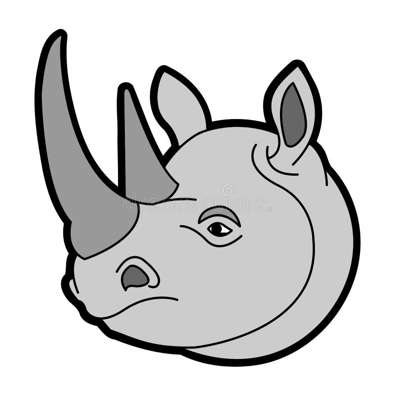 Grey Rhinoceros Head illustrazione vettoriale. Illustrazione di ...