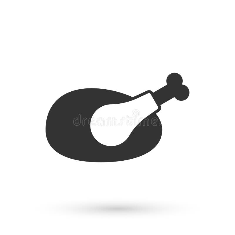 Grey Roasted Turkey or Chicken Icon Isolated on White Background ...