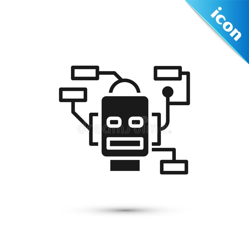 Grey Robot Icon Isolated on White Background. Artificial Intelligence ...