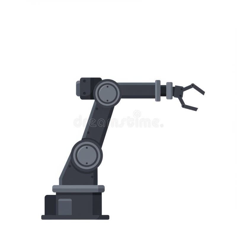 Grey Robotic Arm on White Background Stock Illustration - Illustration ...