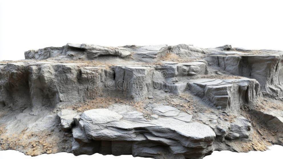 Grey Rock Formation Isolated on White Background Stock Illustration ...