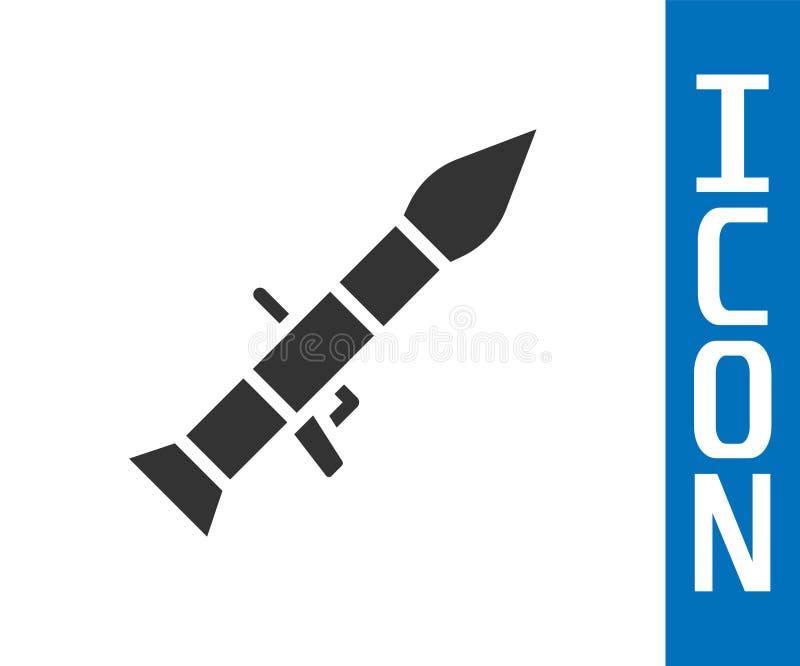 Grey Rocket Launcher with Missile Icon Isolated on White Background ...