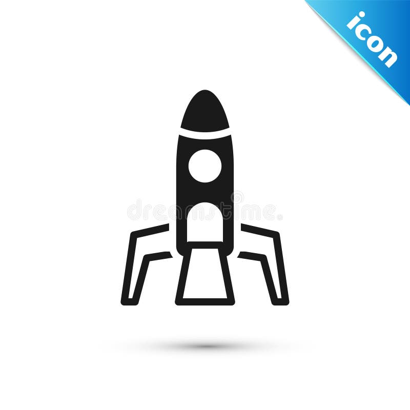 Grey Rocket Ship Icon Isolated on White Background. Space Travel Stock ...