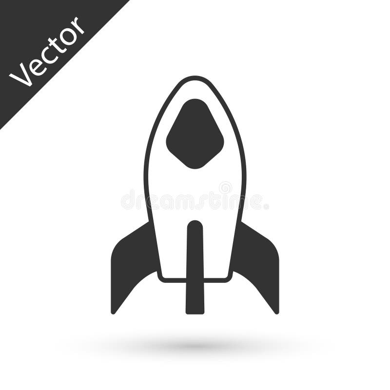 Grey Rocket Ship Icon Isolated on White Background. Space Travel Stock ...