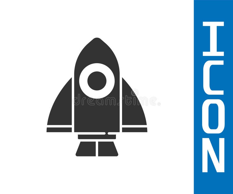 Grey Rocket Ship Icon Isolated on White Background. Space Travel Stock ...