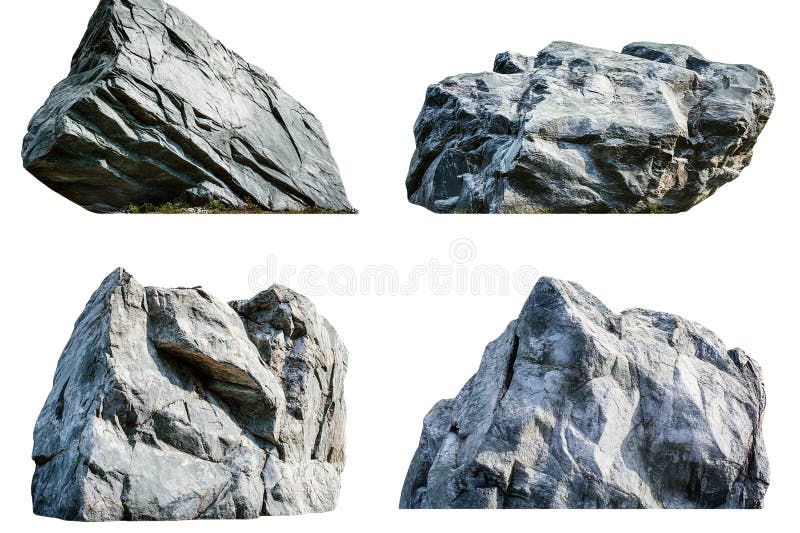 Grey Rocks Collection - Isolated on White Background Stock Illustration ...