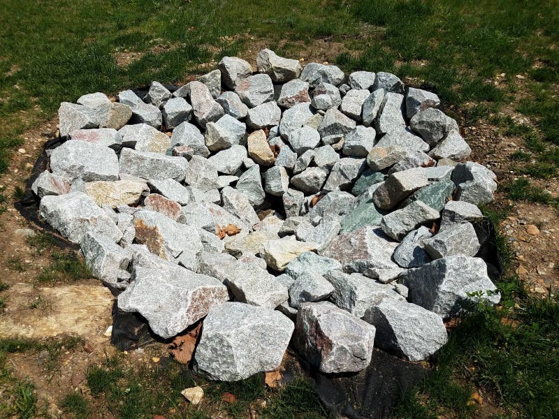 Grey Rocks or Stones or Boulders in Circular Formation on Grass Stock ...