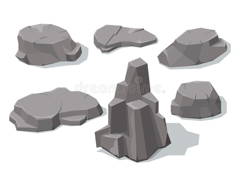 Grey Rocks and Stones Elements Different Shapes Stock Vector ...