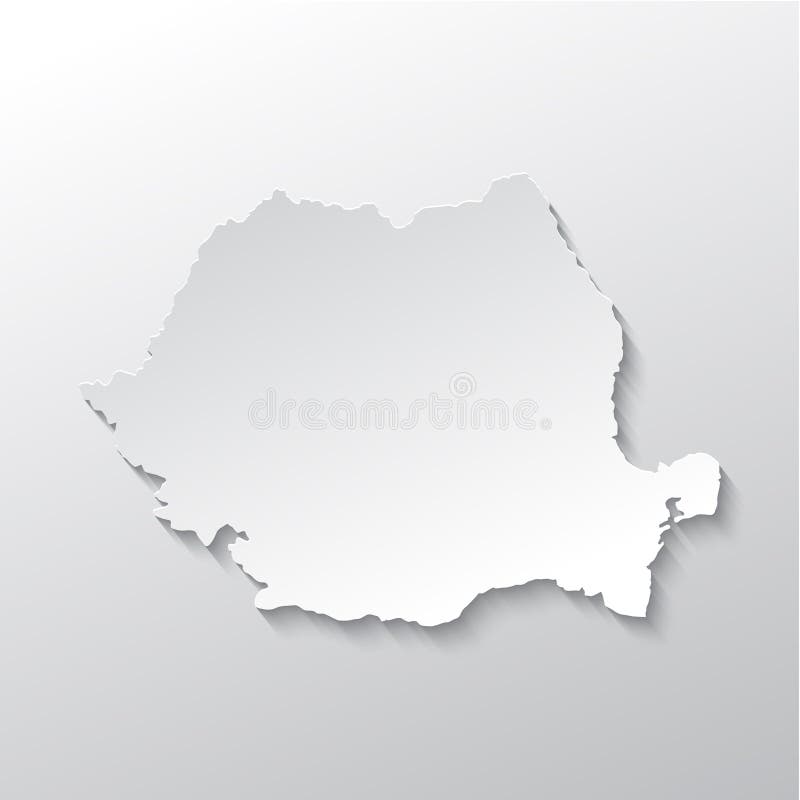 Grey Romania Vector Map in Paper Style for Presentations, Infographics ...