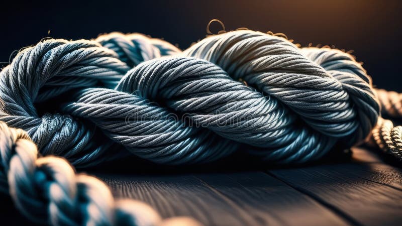 A Grey Rope Lying Twisted on Wooden Floor Stock Photo - Image of cloth ...