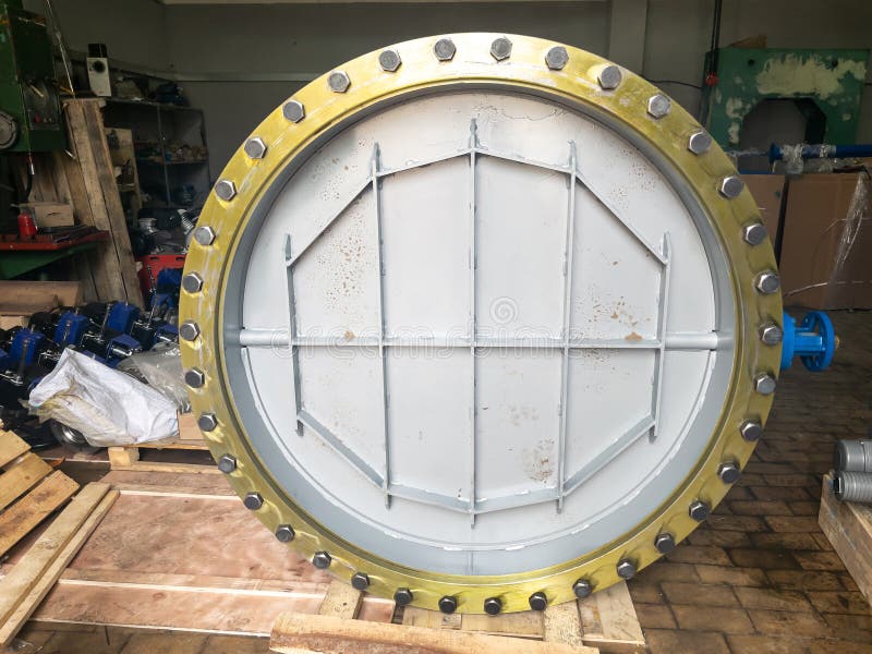 Grey Rotary Disc Pipe Valve for Pipe Flanges Close Up Stock Photo ...