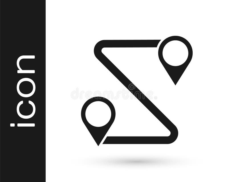 Grey Route Location Icon Isolated on White Background. Map Pointer Sign ...