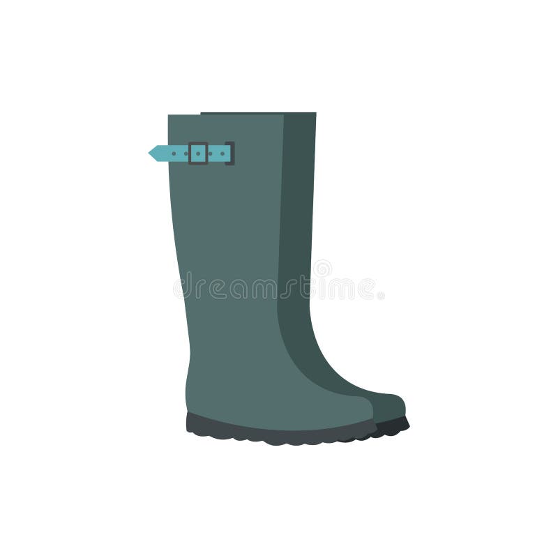 Grey Rubber Boots Flat Icon Stock Illustration - Illustration of water ...