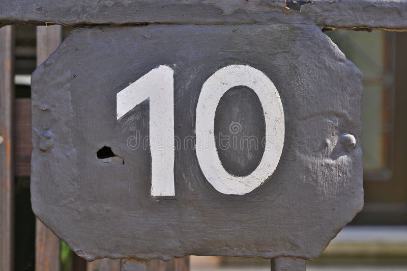 A Grey House Number Plaque, Showing the Number Ten Stock Image - Image ...