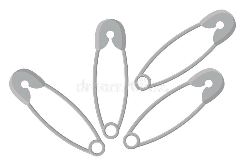 Grey safety pins, icon stock vector. Illustration of sign - 262387577