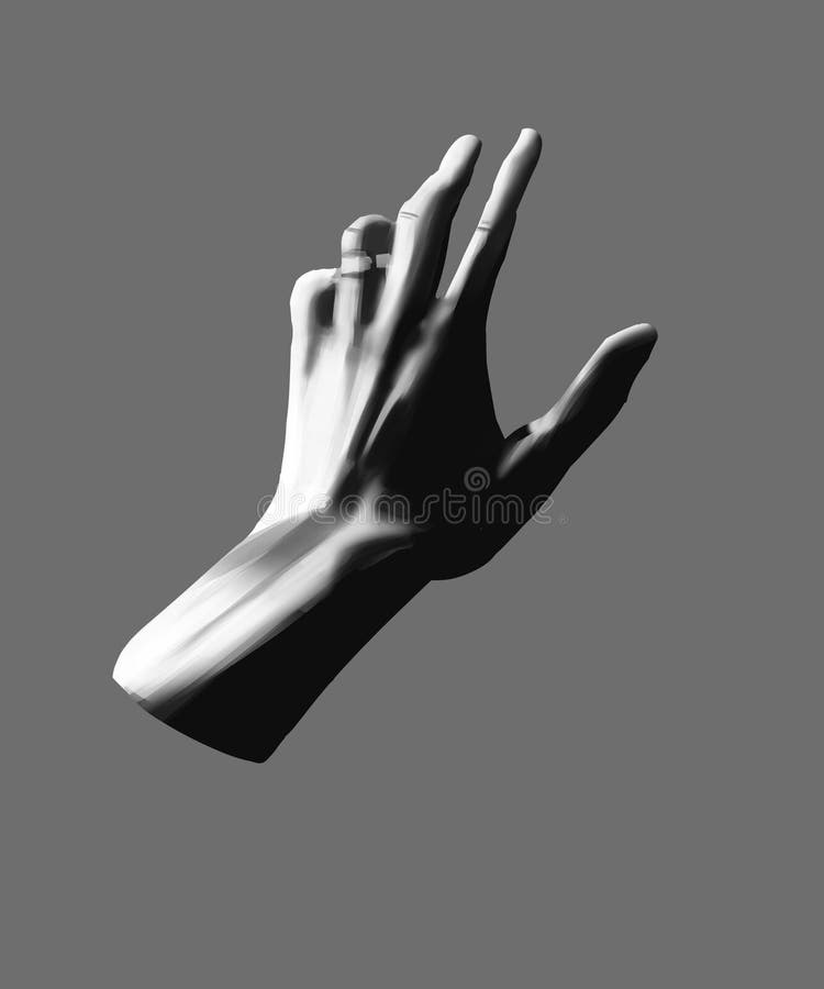 The Grey Scale Dramatic Lighting Hand Stock Illustration - Illustration ...