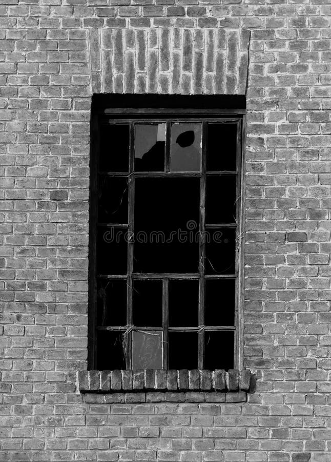 Grey-scale Shot of the Broken Windows of an Old Building Stock Photo ...