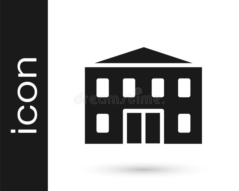 Grey School Building Icon Isolated on White Background. Vector ...