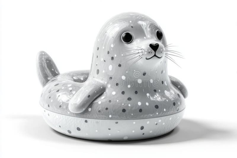 Grey Seal Inflatable Pool Ring Float Stock Illustration - Illustration ...