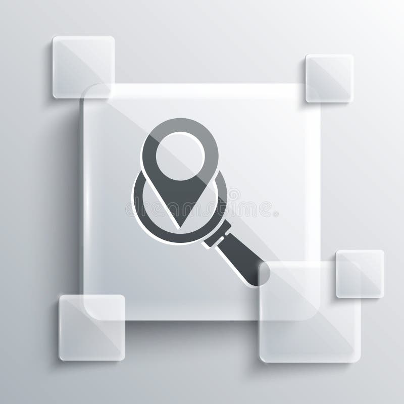 Grey Search Location Icon Isolated on Grey Background. Magnifying Glass ...