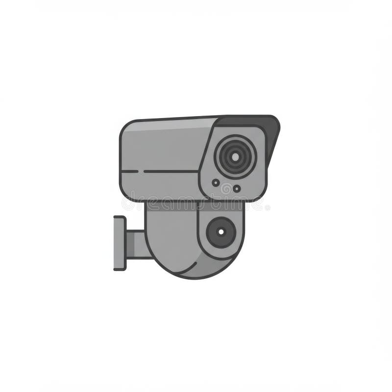 Grey Security Camera Illustration on White Background Stock ...
