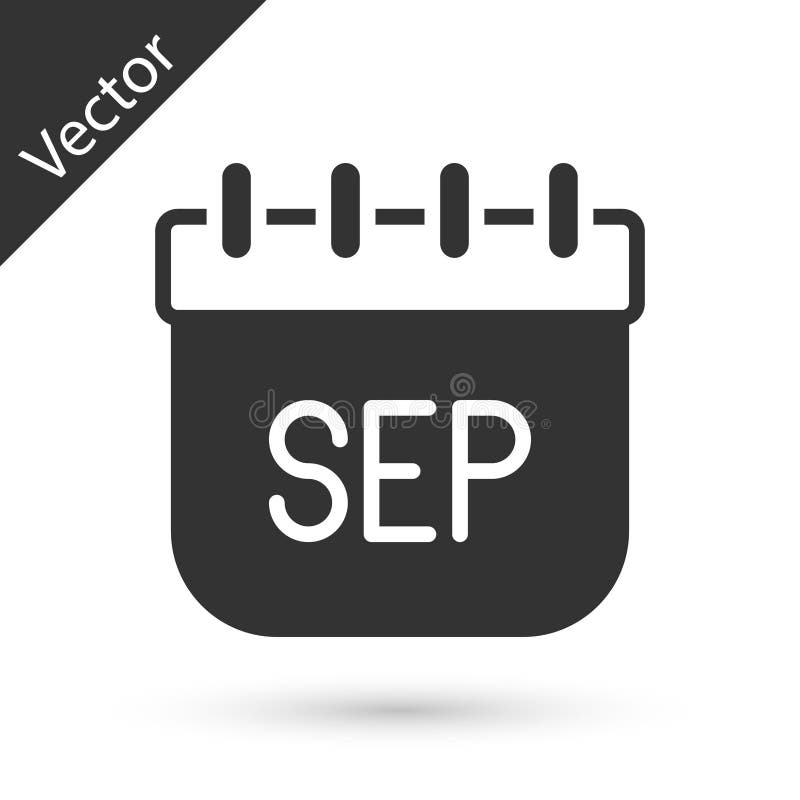 Grey September Calendar Autumn Icon Isolated on White Background ...