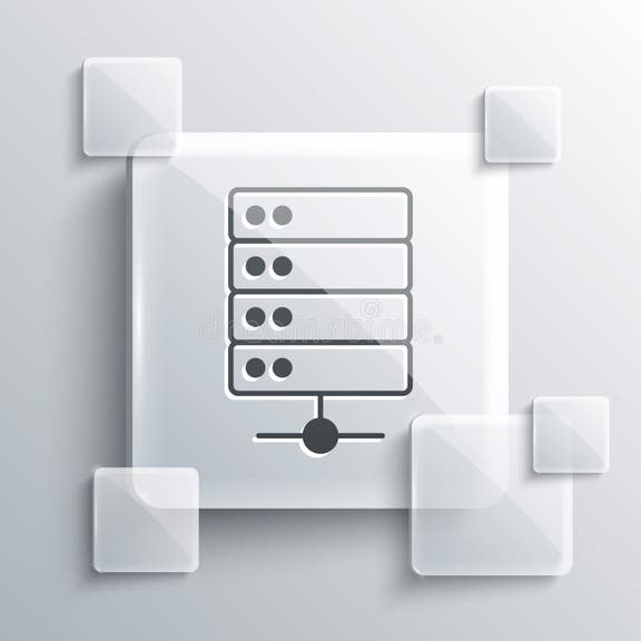 Grey Server, Data, Web Hosting Icon Isolated on Grey Background. Square ...