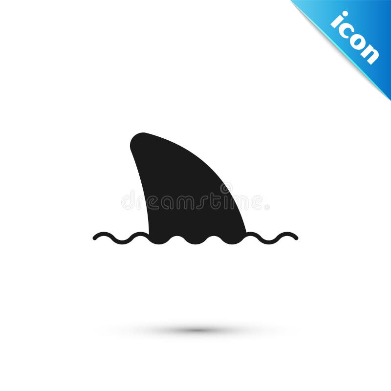 Grey Shark Fin in Ocean Wave Icon Isolated on White Background. Vector ...
