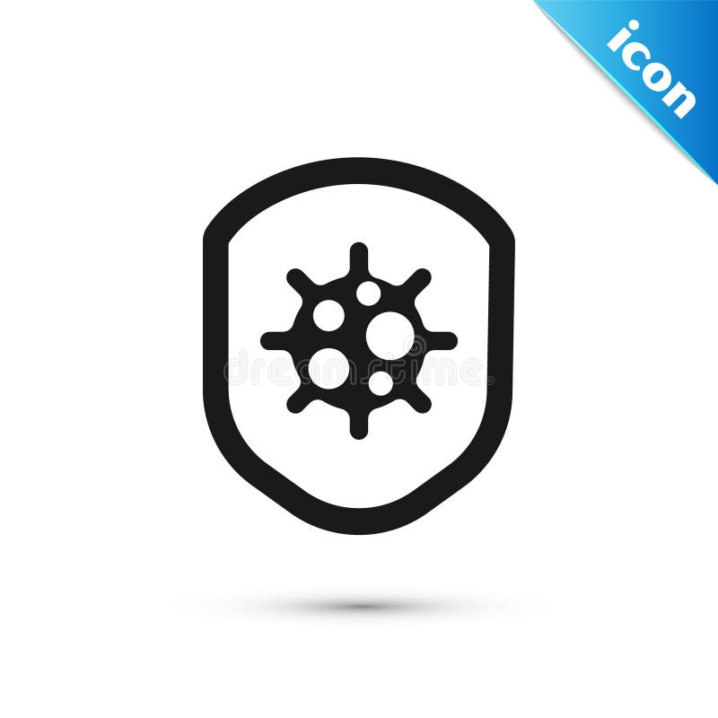 Grey Shield Protecting from Virus, Germs and Bacteria Icon Isolated on ...
