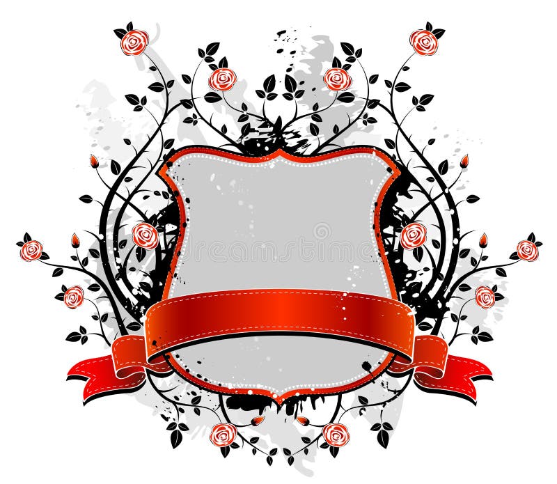 Grey Shield and Roses, Vector Stock Vector - Illustration of insignia ...