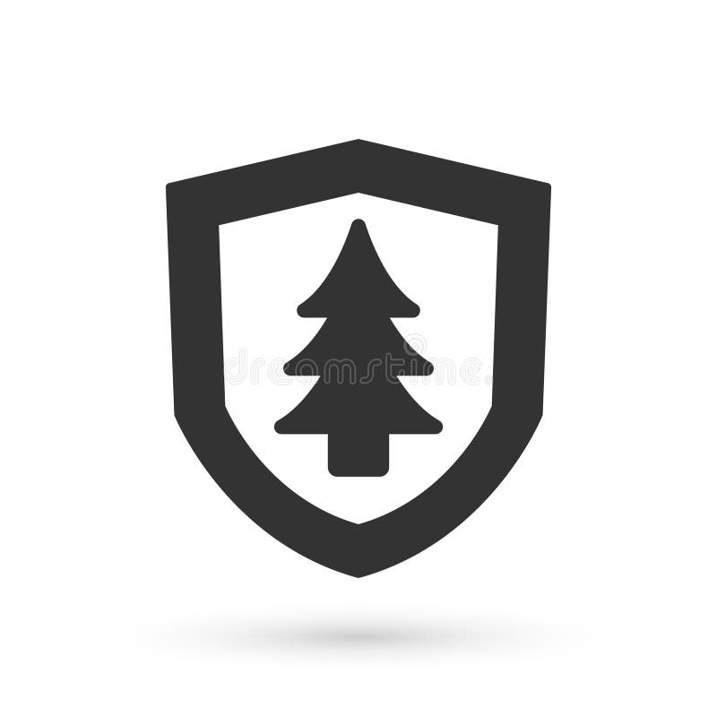 Grey Shield with Tree Icon Isolated on White Background. Eco-friendly ...