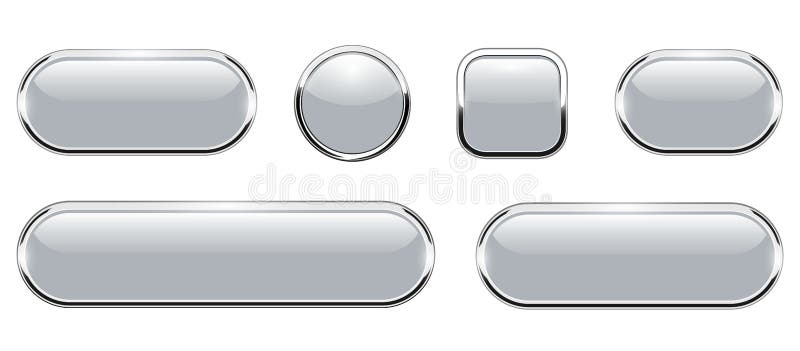 Grey Shiny Buttons Set, Glossy Isolated Icons Stock Vector ...