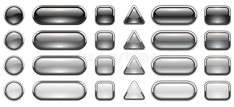 Grey Shiny Buttons Set, Glossy Isolated Icons Stock Vector ...
