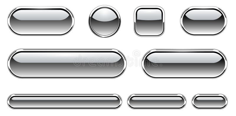 Grey Shiny Buttons Set, Glossy Isolated Icons Stock Vector ...