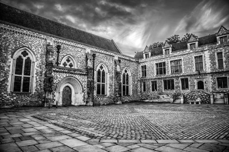 Grey Shot of Winchester Castle, England Stock Photo - Image of building ...