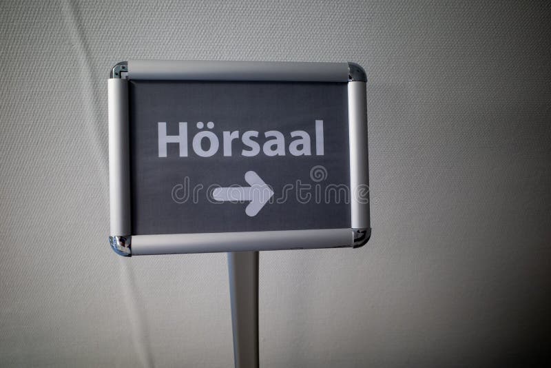 On Grey Sign with White Letters Lecture Hall Stock Photo - Image of ...