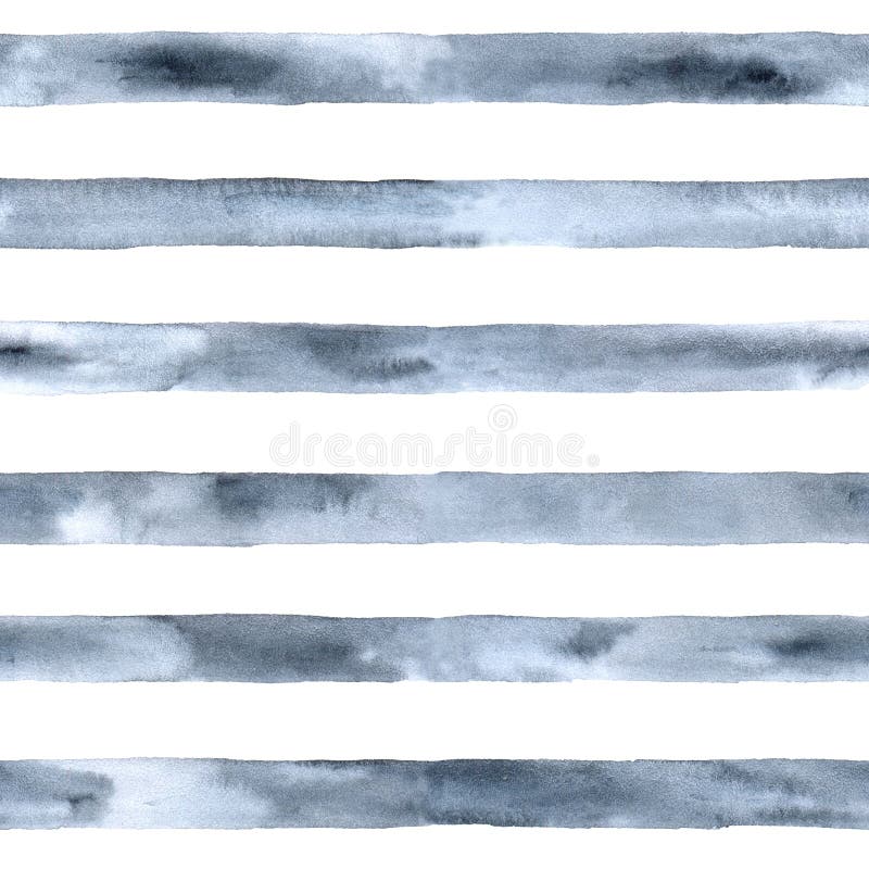Grey Silver Blue Stripes on White Background Watercolor Painting ...