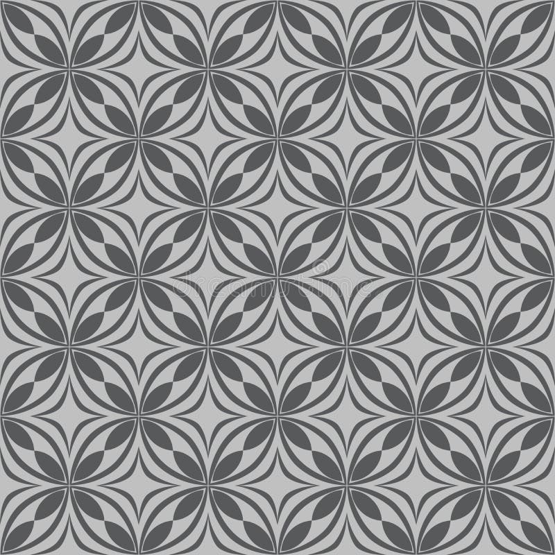 Grey on Silver Geometric Tile Oval and Circle Seamless Repeat Pattern ...